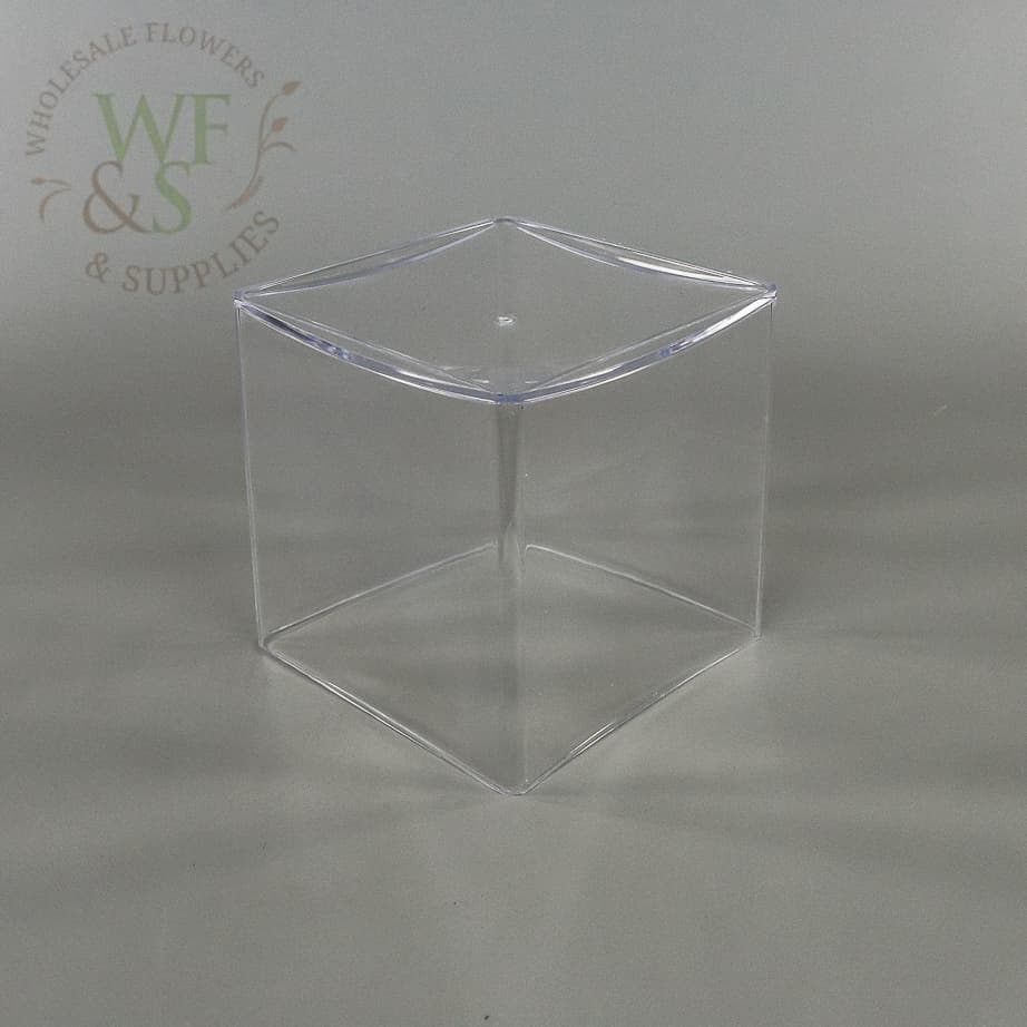 Square Plastic Vase Clear 6-inch | Wholesale Flowers & Supplies